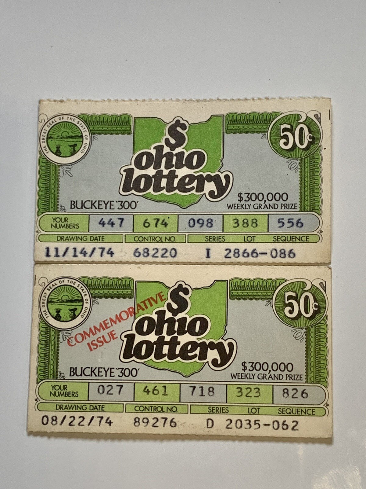 2 Vintage 1974 Ohio State Lottery Tickets 8/74 & 11/74! Ohio’s First ...