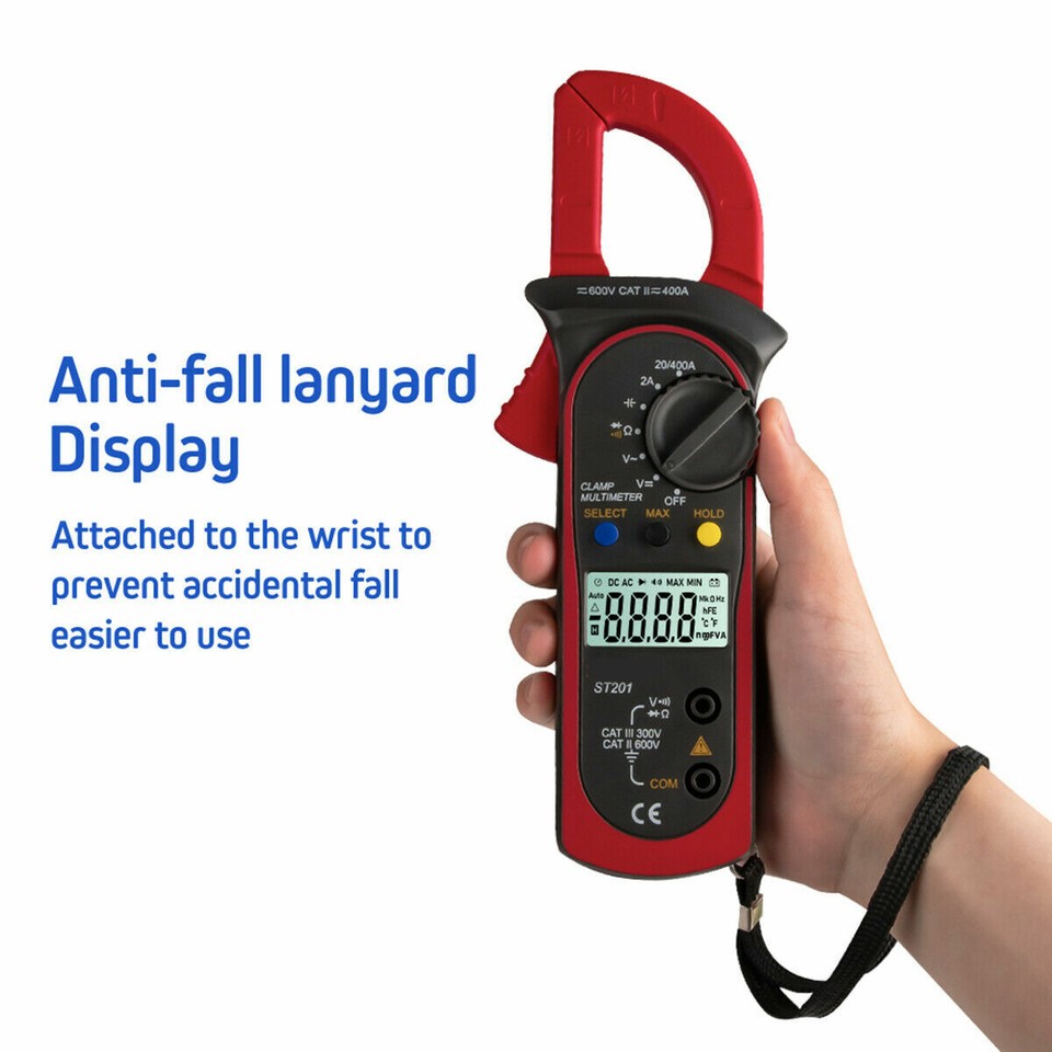 Digital Multimeter Tester AC DC Volt Ohm Amp Clamp Meter Auto Range LCD ...