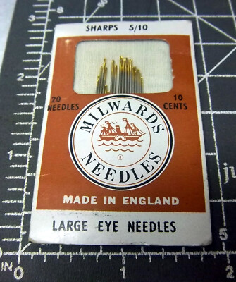 Vintage Milwards needle kit, made in England, nice graphics, sharps 5/ ...