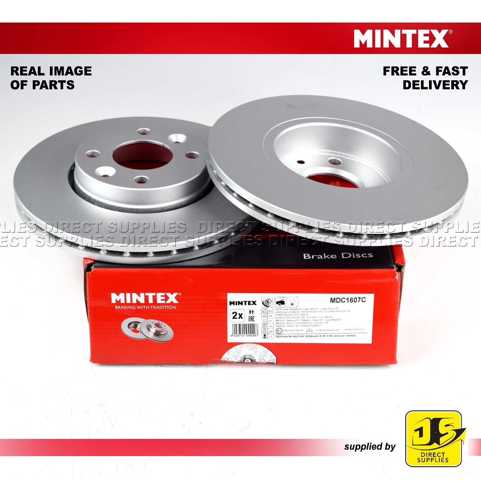 2X MINTEX DISC BRAKES FRONT FOR NISSAN MICRA C+C III V NOTE NP200 ...