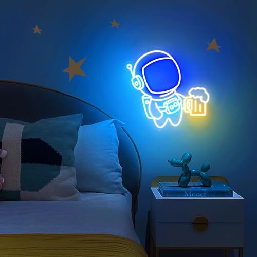 Astronaut Hold Beer Neon Sign for Wall Decor Cool Spaceman LED Light ...