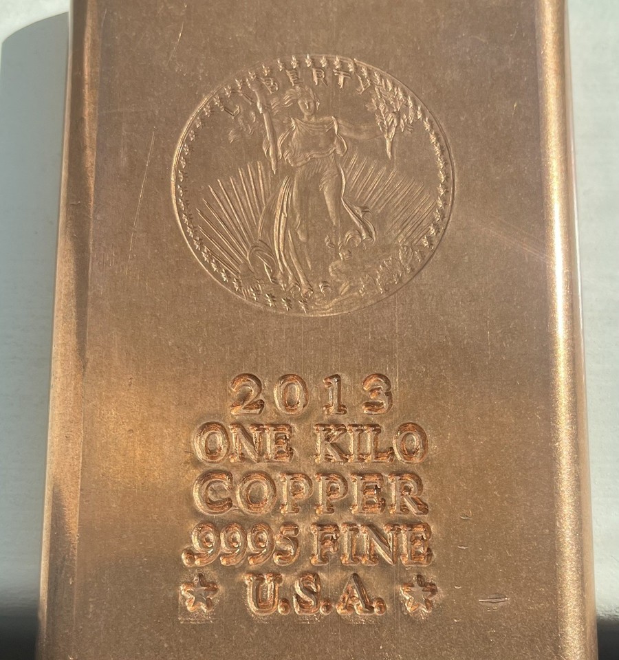 1 Kilo Copper Bar .999 Fine- 2013 Walking Liberty Design USA | eBay