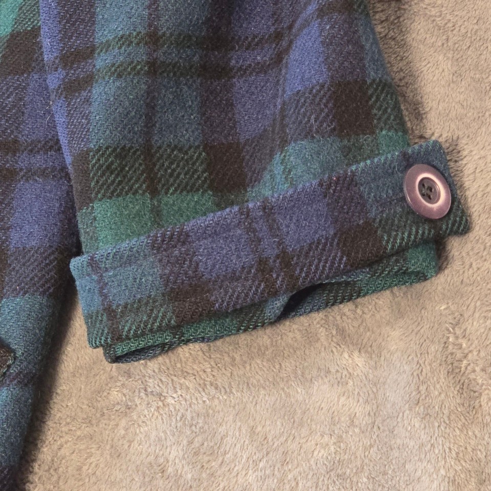 Vintage Pendleton Virgin Wool Black Watch Plaid Coat Jacket Green Blue ...