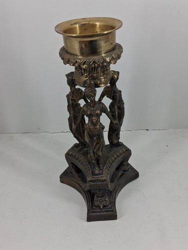 Vintage Solid Brass Bronze Three Graces Pillar Candle Holder | eBay