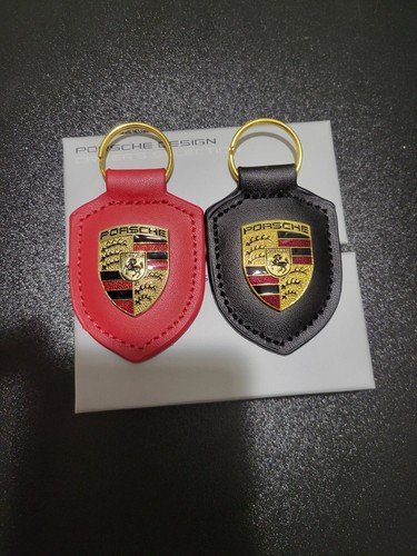 2x Porsche Crest Sheild Leather Keychain Black And Red | eBay