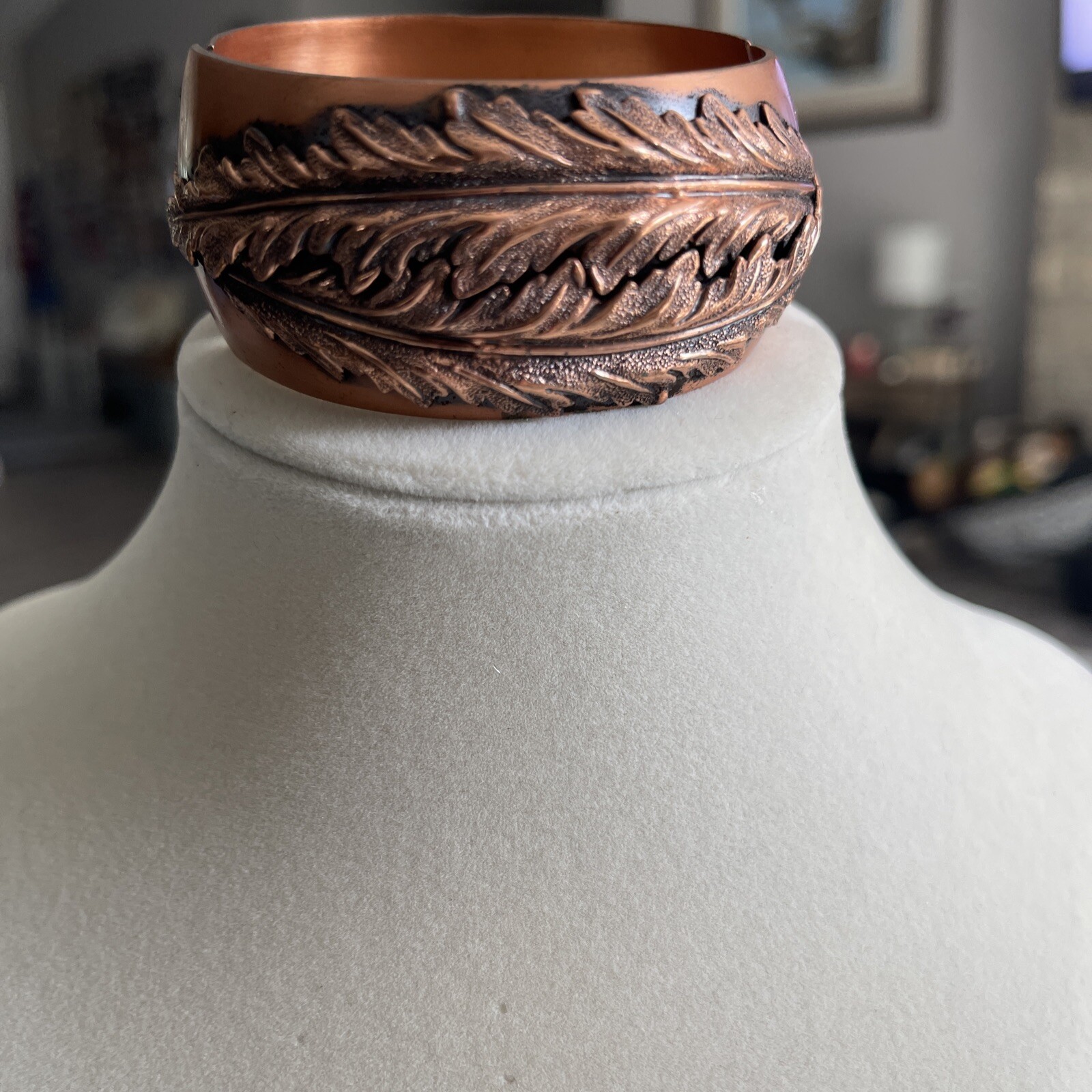 Whiting And Davis Hinged Copper Leaf Bracelet J88 - Gem