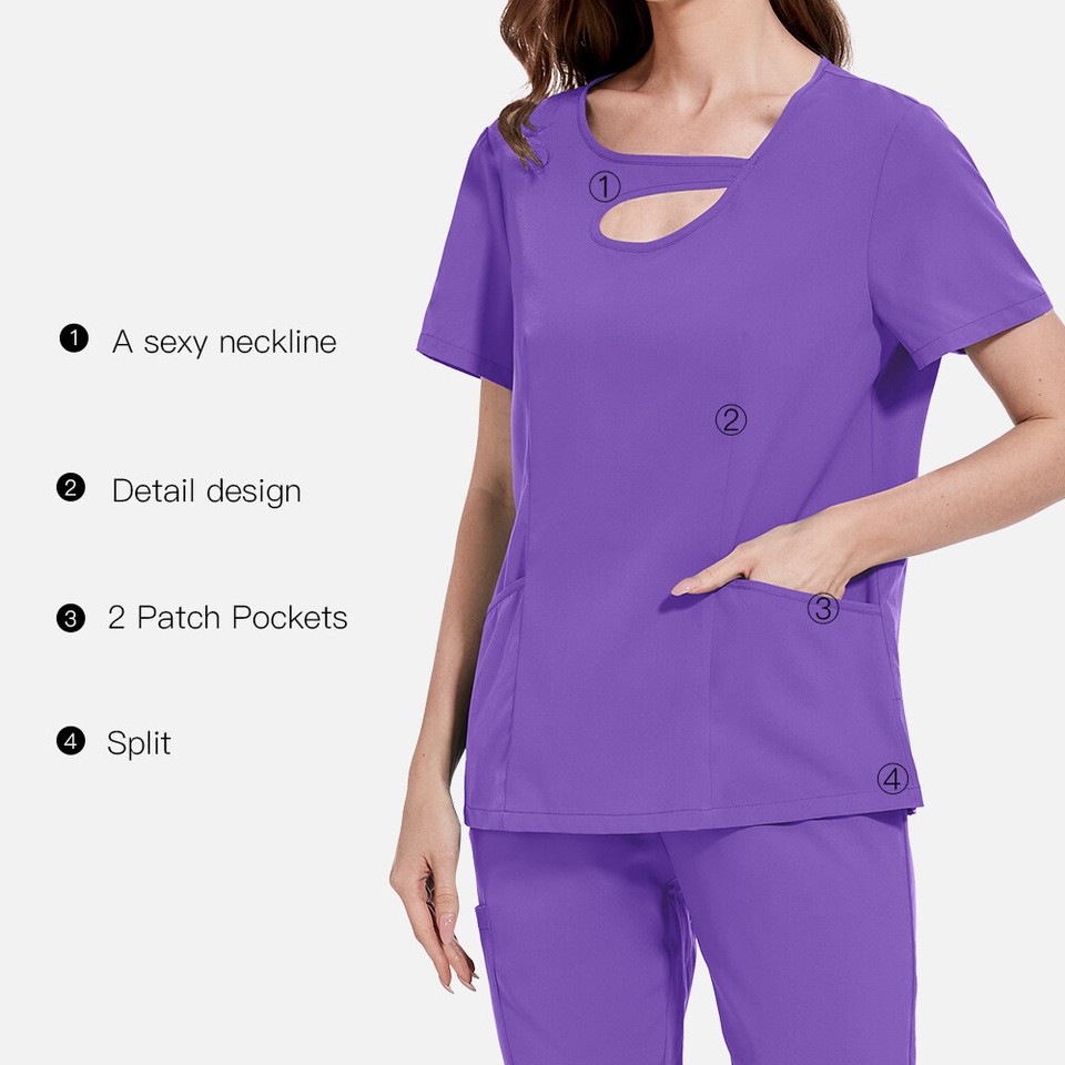Stretch Jogger Medical Nurse Salon Scrub Uniform Women Scrub Sets Tops ...