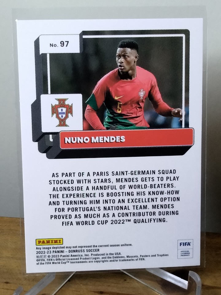 NUNO MENDES 2022-23 Panini DONRUSS Soccer ⚽ FIFA #97 Portugal Left-back ...