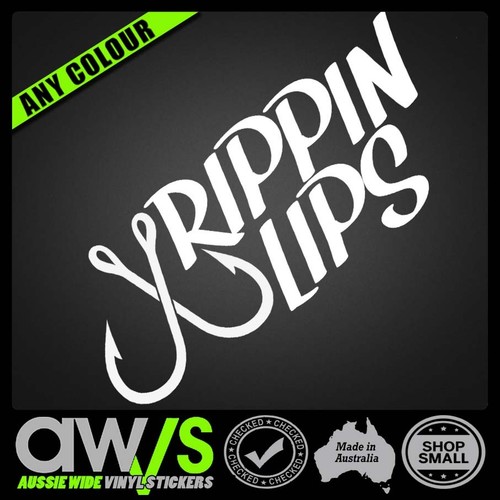 Fishing Sticker Decal / RIPPIN LIPS / Funny Joke Fish Tackle Boat 4x4 ...