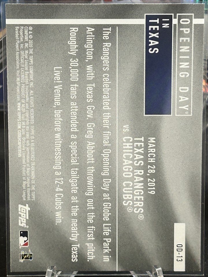 Texas Rangers Texas Rangers 2020 Topps Opening Day Opening Day | eBay