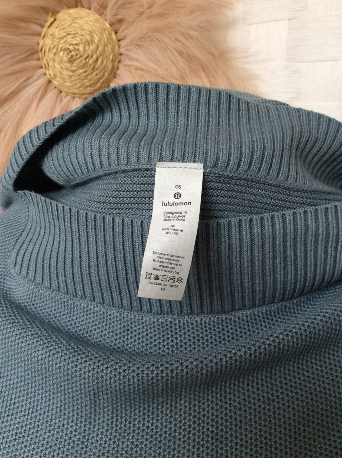 Lululemon Forward Flow Poncho Sweater Heathered Blue Charcoal One Size ...