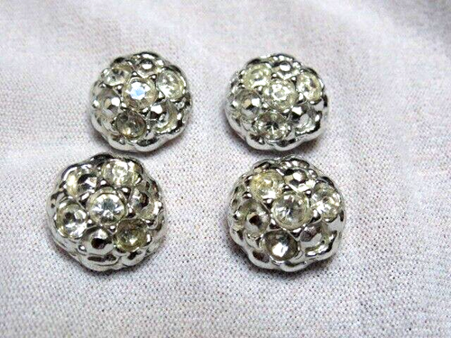 Vintage Set 4 Rhinestones Silver Dome Buttons 5/8” | eBay