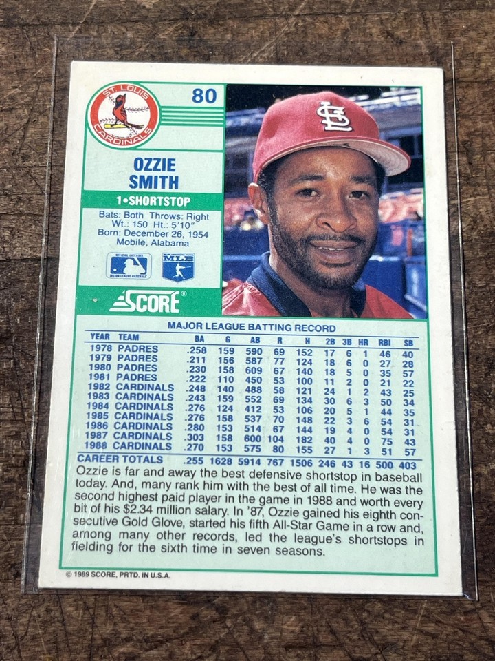 1989 Score #80 Ozzie Smith | eBay