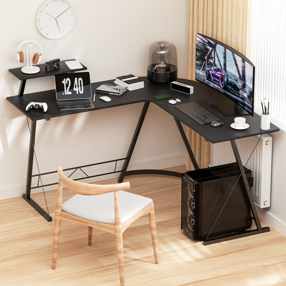 50"L-Shaped Computer Corner Desk Office Workstation Laptop Table w ...