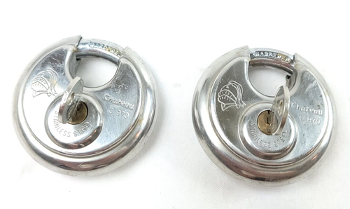 (2) Chateau c970 Stainless Steel Padlocks, Heavy Duty Disc Lock & Key ...