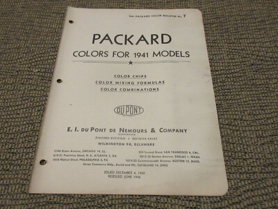 1941 Packard Paint chip chart colors | eBay