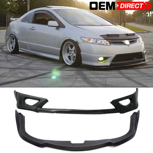 Fits 06-08 Honda Civic Coupe 8Th Gen FG2 Type S Front Bumper Lip & CS ...