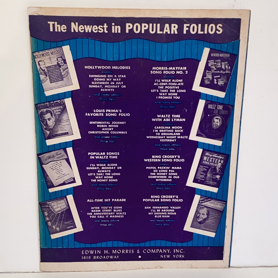 Vintage 1945 It's been A Long Long Time Sheet Music Bing Crosby Cover ...