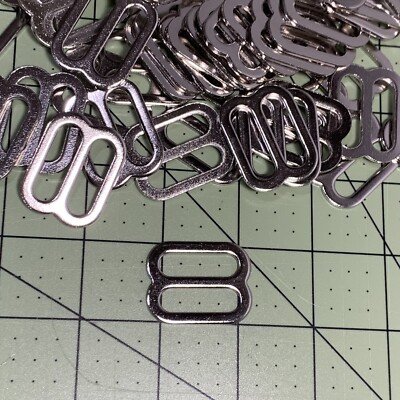 LOT OF 50 1” Double Loop Flat Tri Bar Slide Nickel Hardware Leatherwork ...