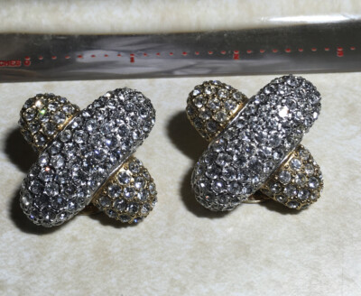 Carol Lee Carolee Earrings Jewelry Gold & Silver Crystals Runway Vint ...