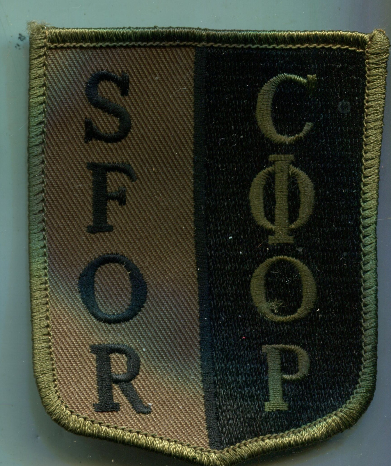 SFOR: Armabzeichen: Patch in Schwarz-Oliv 60 x 80mm (127) | eBay.de
