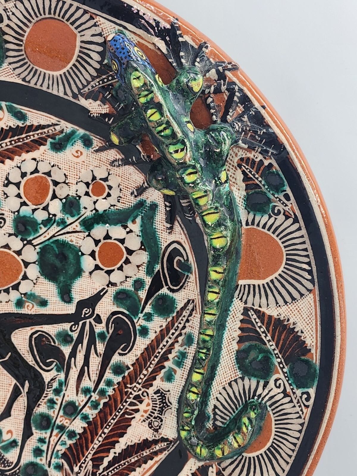 Rare Jose Bernabe Tonala Jalesco Deer Petatillo Plate Red Clay 3D ...