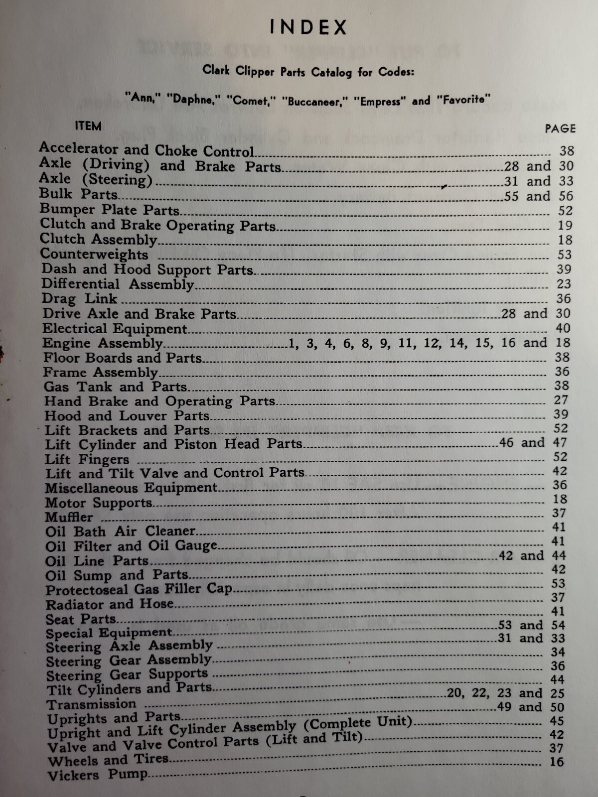 Clark Clipper Truck Forklift Owner & Parts Manual Ann Comet Empress CE ...