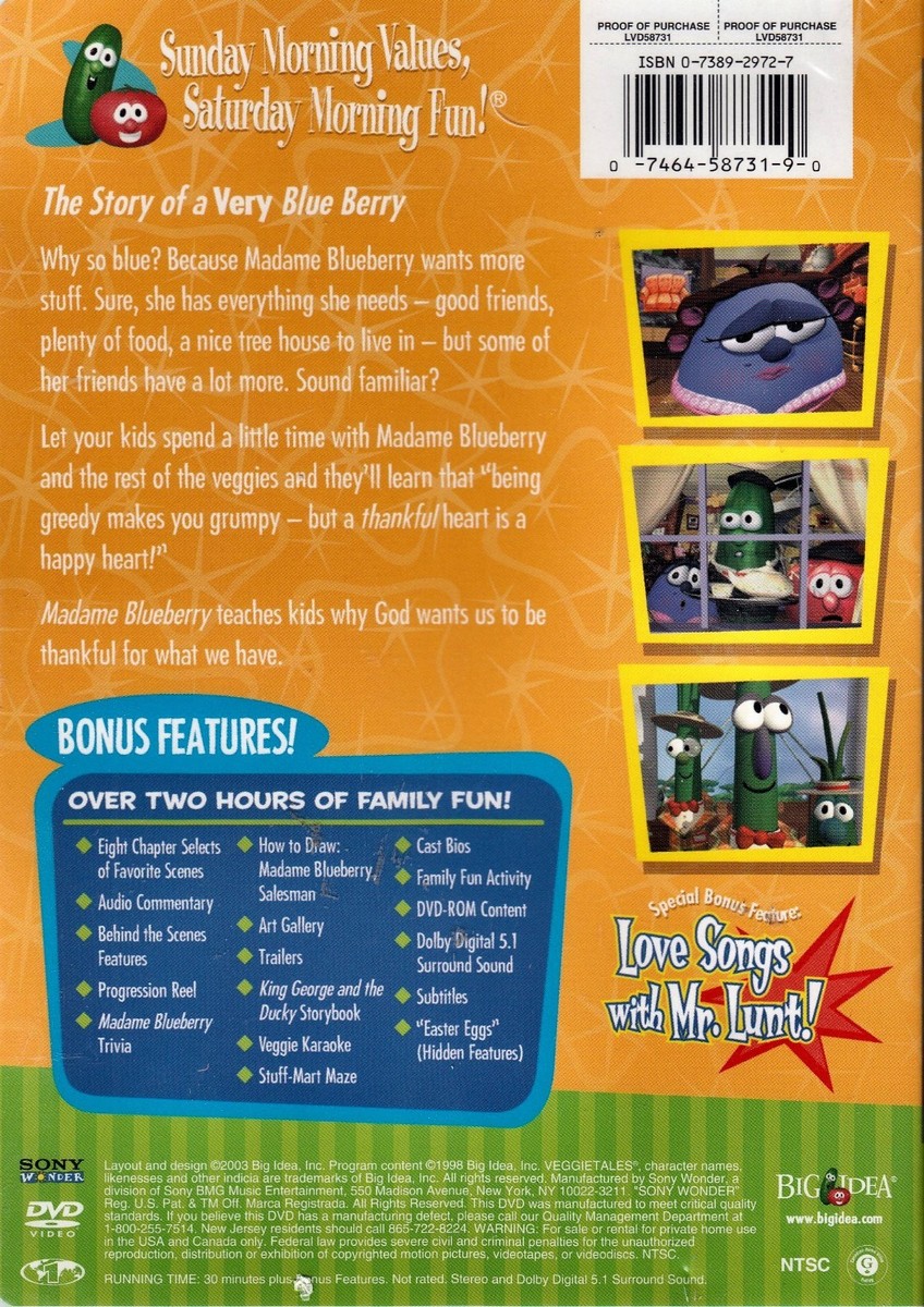 Veggietales Madame Mirtilo Dvd Ebay Veggietales : Madame Blueberry