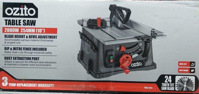 Ozito Tabletop Table Saw 254mm (10") 2000w Motor Dust Port Blade Condi ...