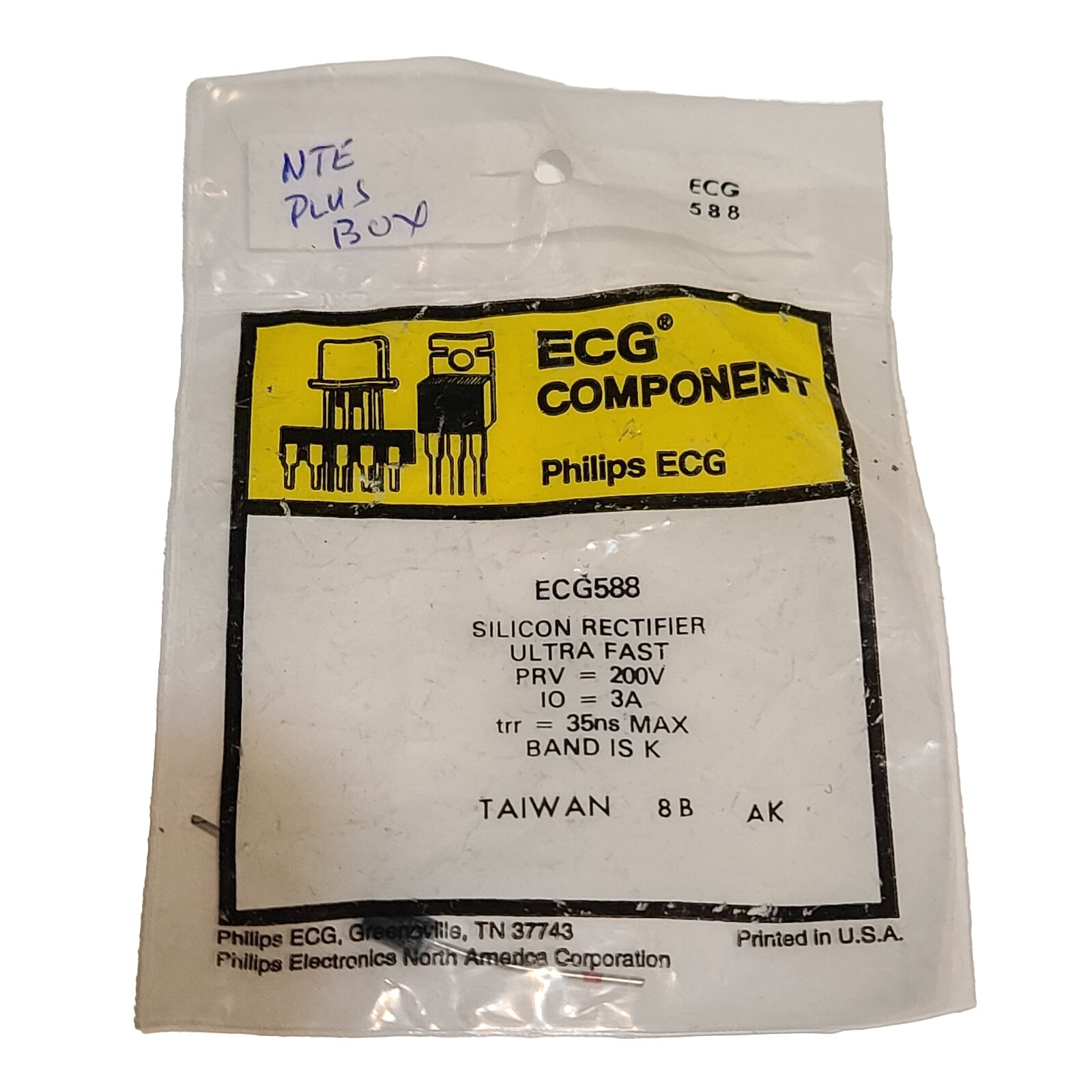 NTE588, 200V PRV @ 3A General Purpose, Ultra Fast Switch Diode ~ DO-27 ...