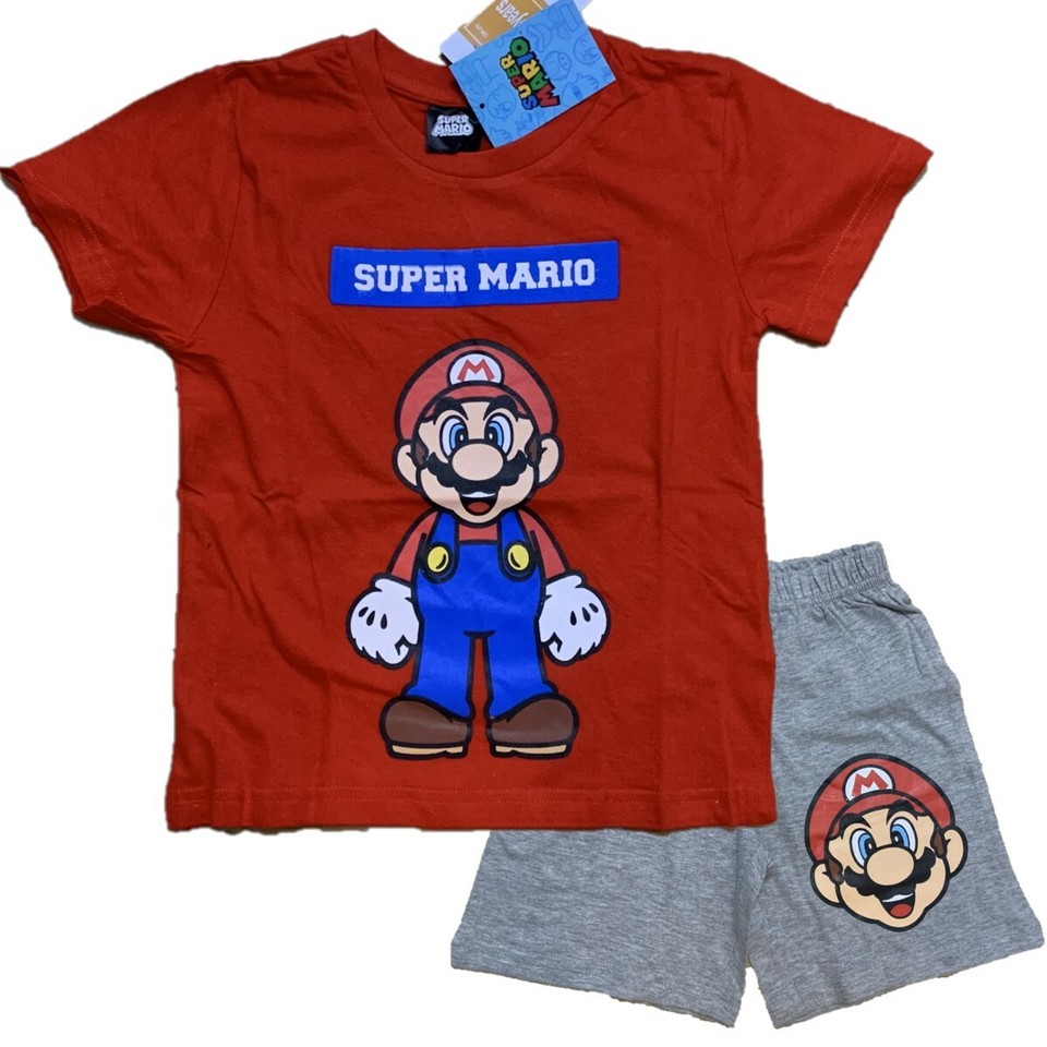 Boys Kids Children Super Mario Short Sleeve Pyjamas T-Shirt Shorts Age ...