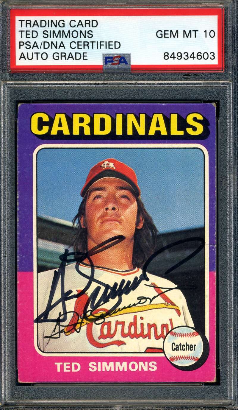 Ted Simmons Gem Mint 10 PSA DNA Signed 1975 Topps Autograph | eBay