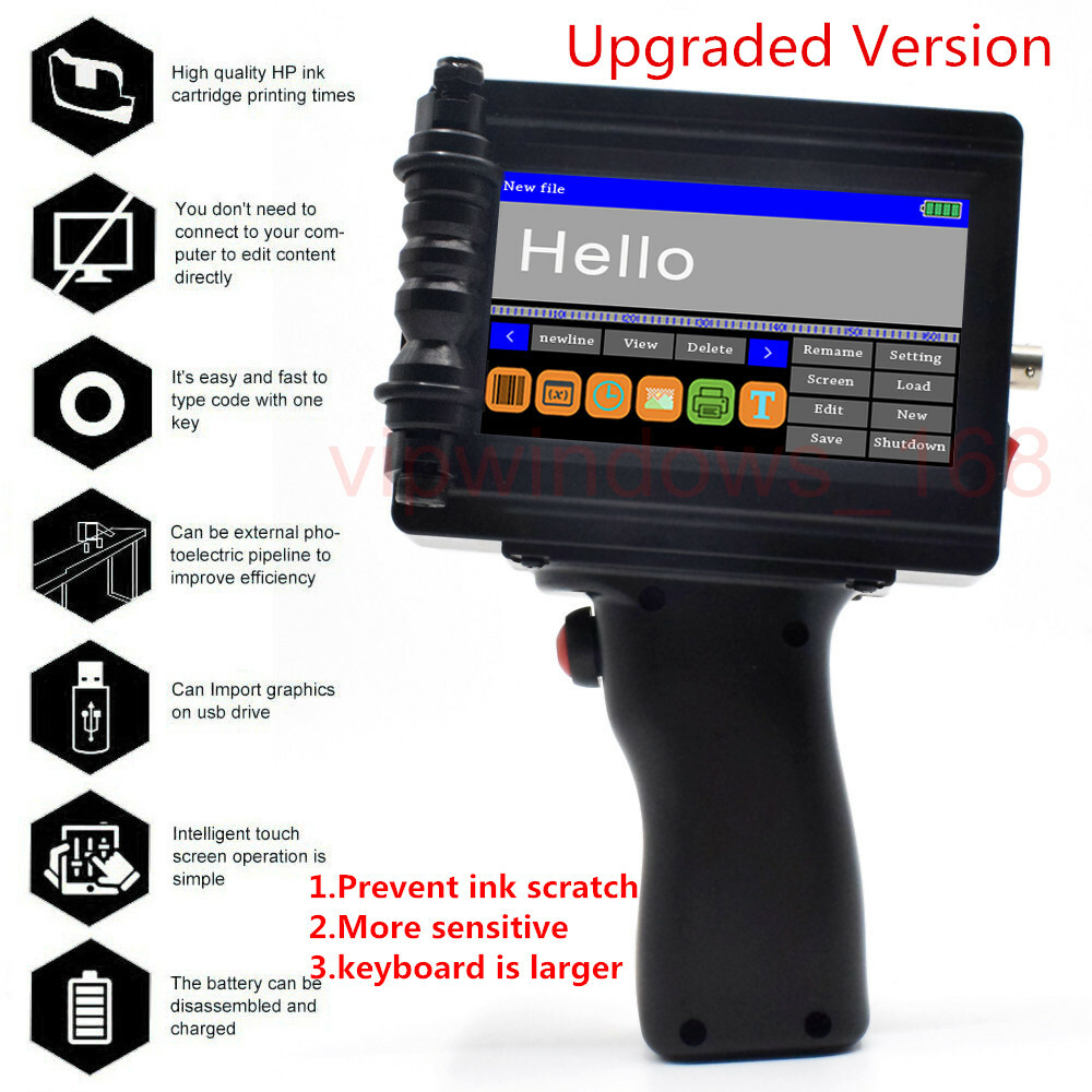 Portable Fast dry handheld jet printer Touch Screen Date Words QR ...
