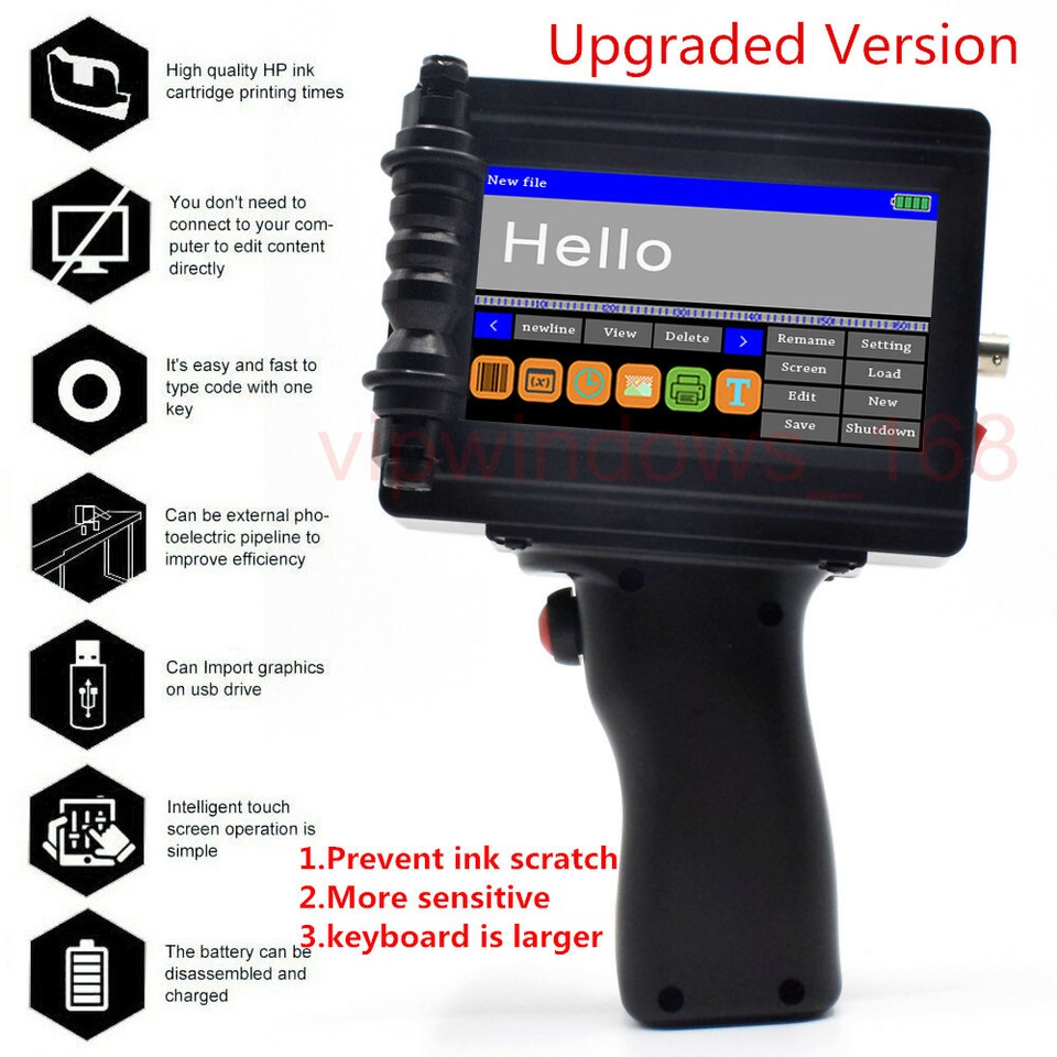 Portable Fast dry handheld jet printer Touch Screen Date Words QR ...