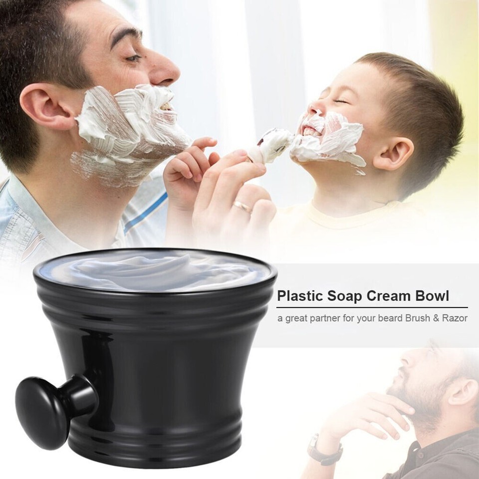 WHITE BLACK Shaving Soap Bowl /Mug With Handle unbreakable plastic ...