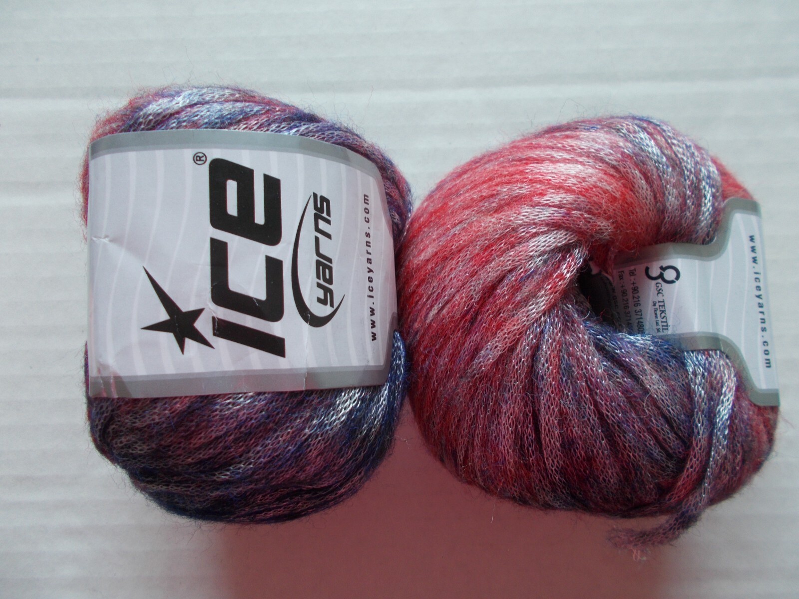 Ice Yarns Rock Star Color wool blend yarn, red/purple , lot of 2 (126 ...