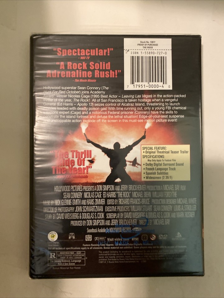 The Rock (DVD, 1997) Sean Connery, Nicholas Cage and Ed Harris Brand ...