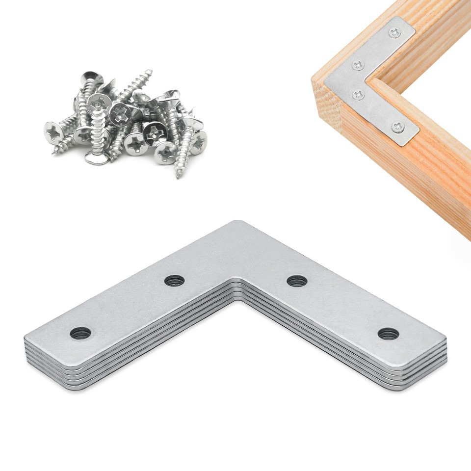L Shape Angle Corner Mending Plates Brackets Galvanised Steel Plate Set ...