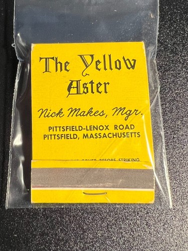 VINTAGE MATCHBOOK - THE YELLOW ASTER RESTAURANT - PITTSFIELD, MA ...