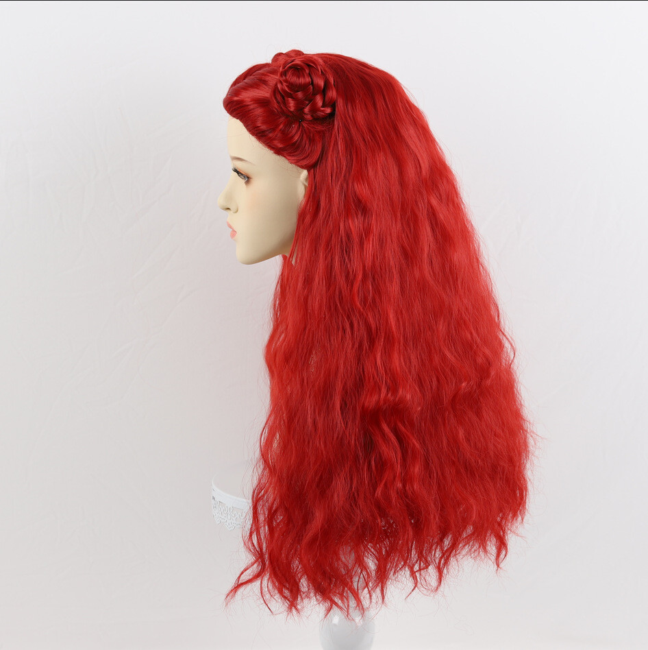 Movie Long Curly Hair Mermaid Anime Headgear Descendants 4 Red Red Hair ...