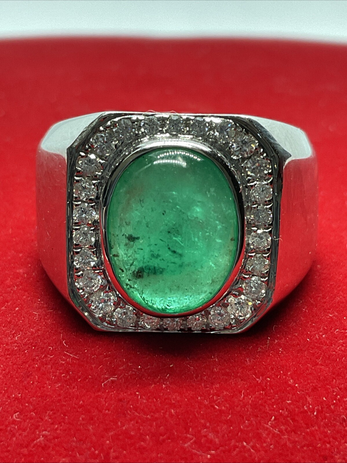 MICHAEL CHRISTOFF Solid 14K White Gold Green Emerald … - Gem