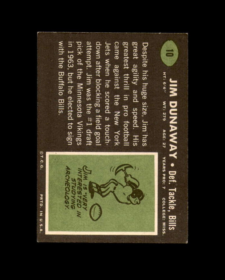 Jim Dunaway Hand Signed 1969 Topps Buffalo Bills Autograph | eBay