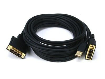 Monoprice 12ft 28AWG DVI-D & USB (A Type) to M1-D (P&D) Projector Cable ...