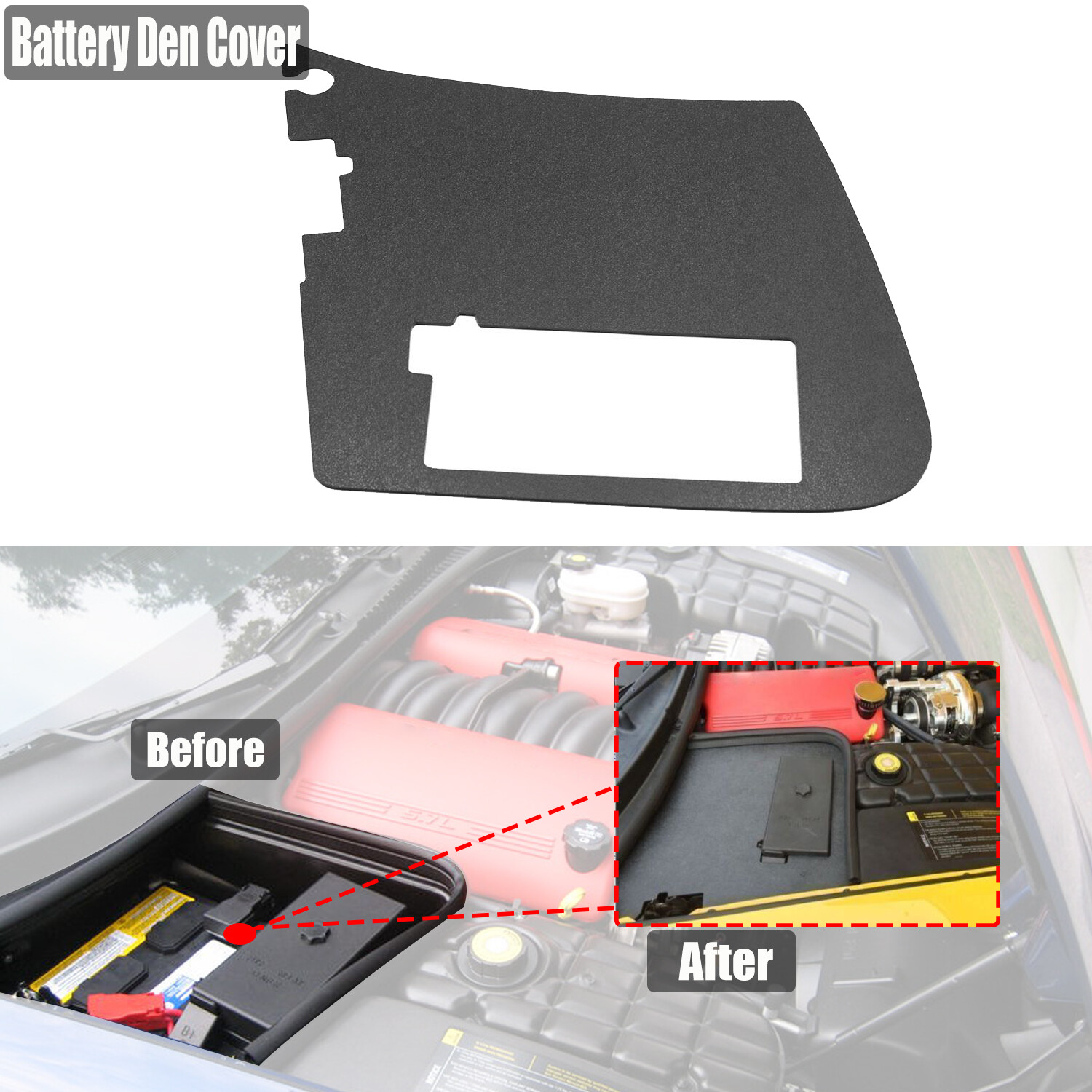 For Chevrolet Corvette 1997-2004 C5 Battery Den Cover Plate textured ...