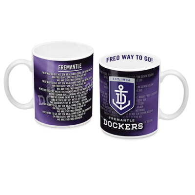 Fremantle Dockers Freo AFL Coffee Mug with Team Song 330ml | eBay Australia