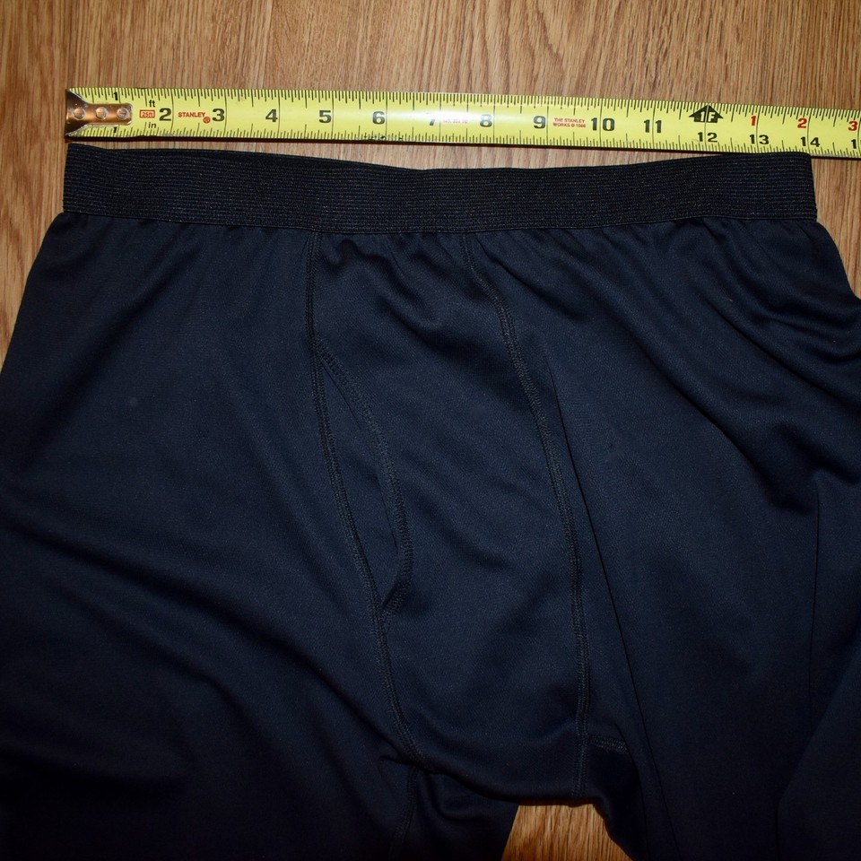 LANDS END Mens Base Layer MEDIUM TALL Black Long Johns Pants Pull-On ...