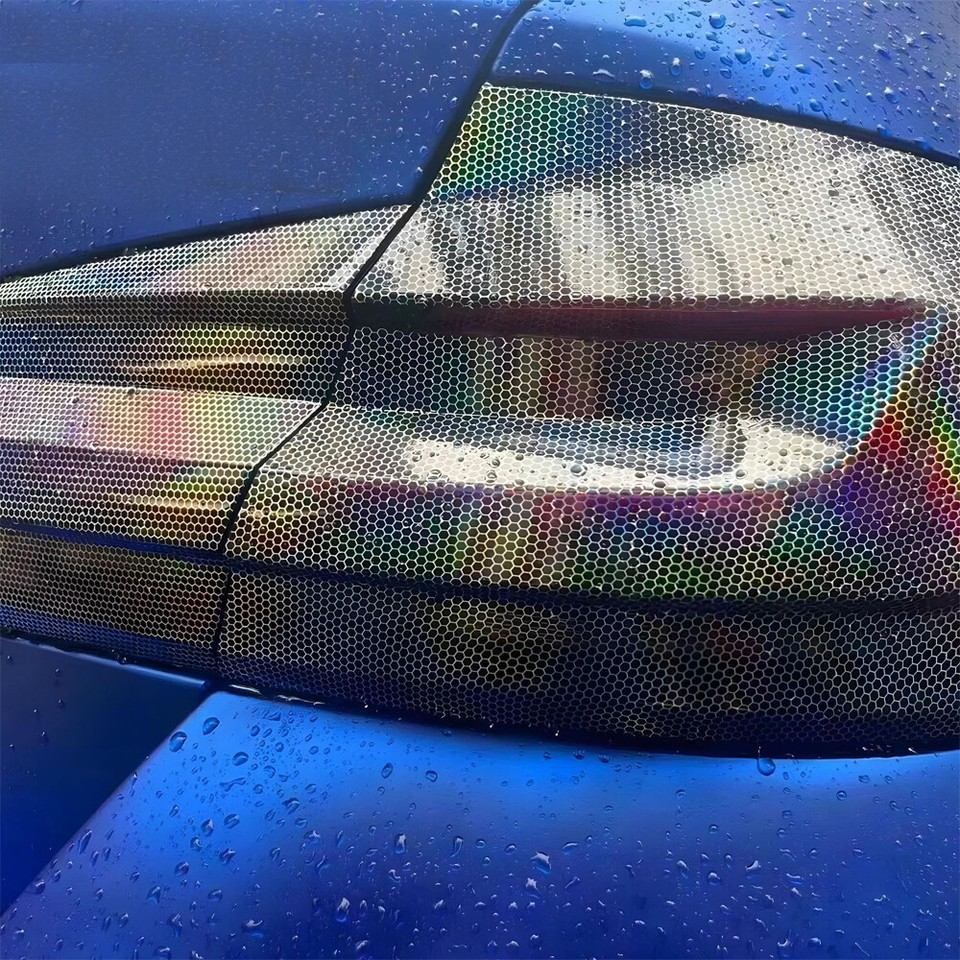 12" x 59" Honeycomb Laser Tint Film Headlight Tail Lights Cover Car ...