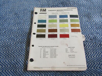 1974 PONTIAC FIREBIRD TRANS-AM BONNEVILLE GRAND PRIX AM COLOR CHIPS ...