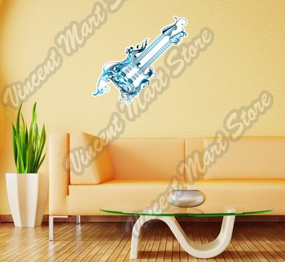 Electric Guitar Music Instrument Wall Sticker Room Interior Decor 12 ...