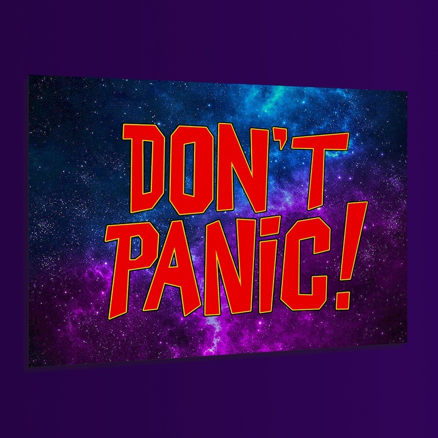 Hitchhikers Guide To The Galaxy "DON'T PANIC!" HHGTTG A3 Print | eBay UK